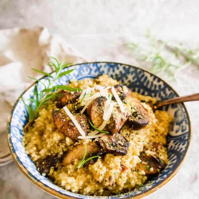 Creamy Mushroom Quinoa Risotto - Perchance to Cook