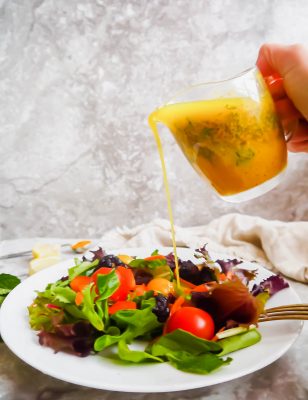 Lemon Turmeric Dressing with Mint - Perchance to Cook