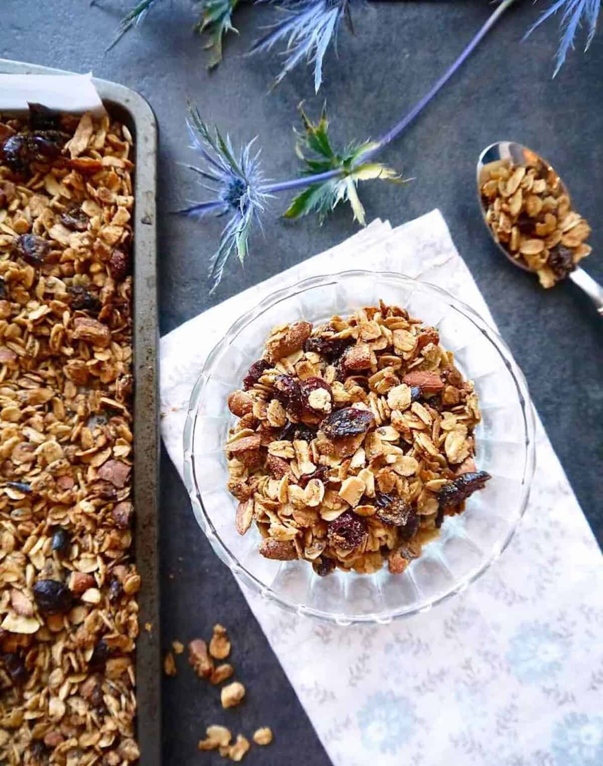 Olive Oil Granola with Almonds and Chia Seeds - Perchance to Cook