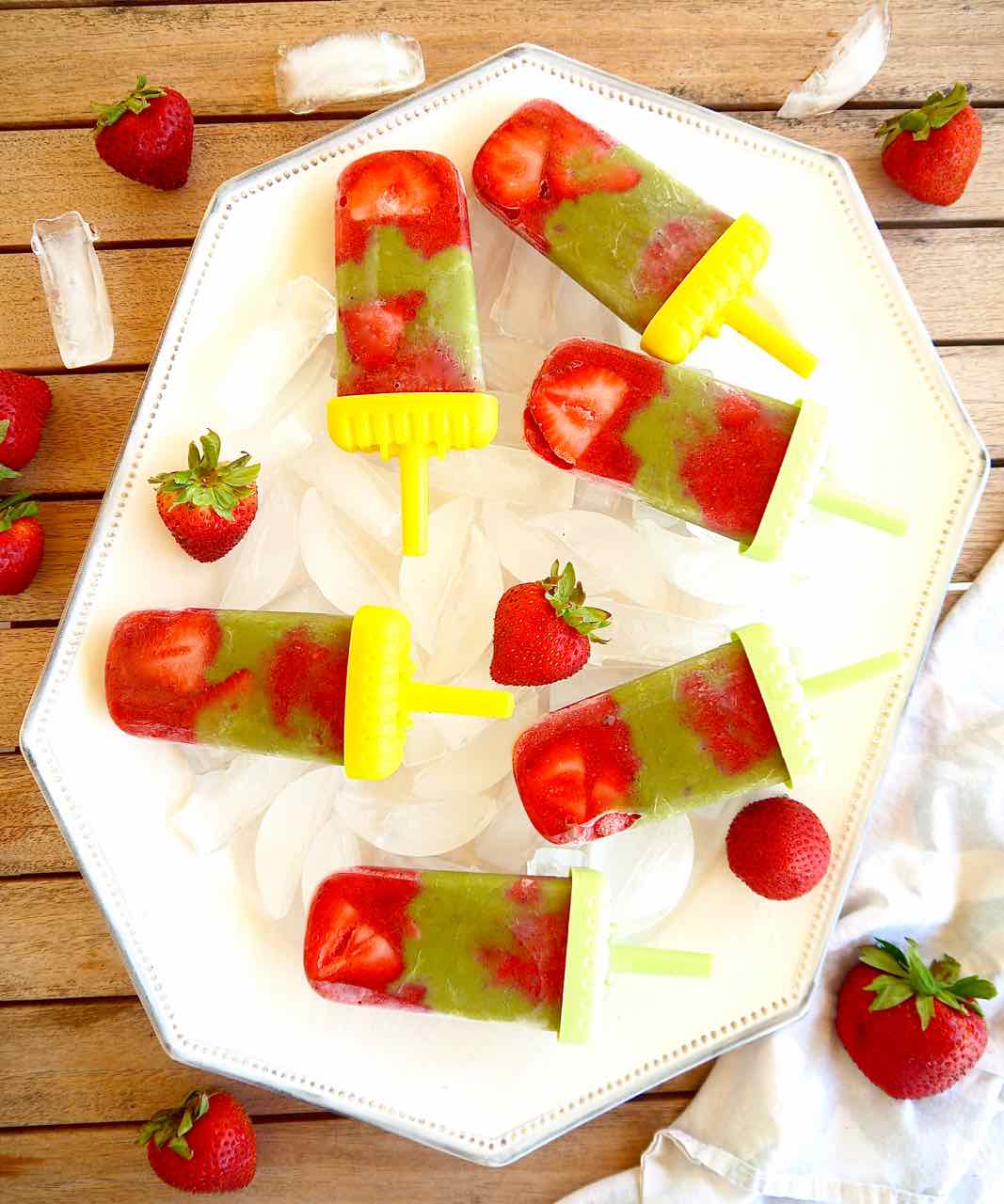 Strawberry and Matcha Green Tea Popsicles {Paleo, Dairy-free}