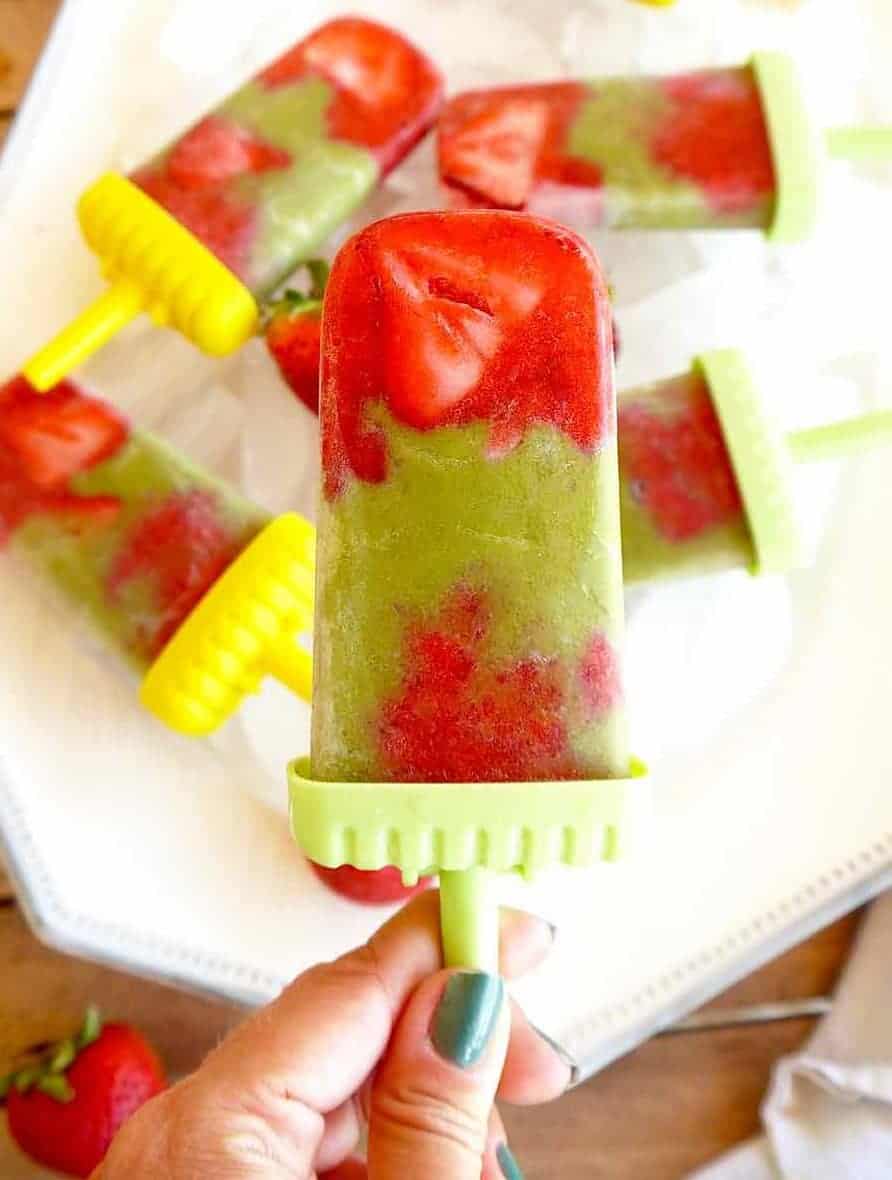 Strawberry and Matcha Green Tea Popsicles {Paleo, Dairy-free}