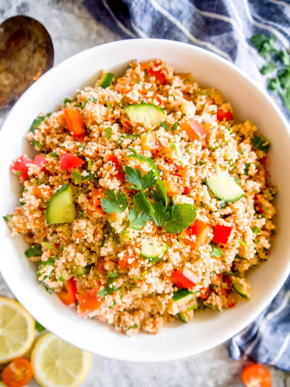 Couscous Tabbouleh Salad (French Taboulé) - Perchance to Cook