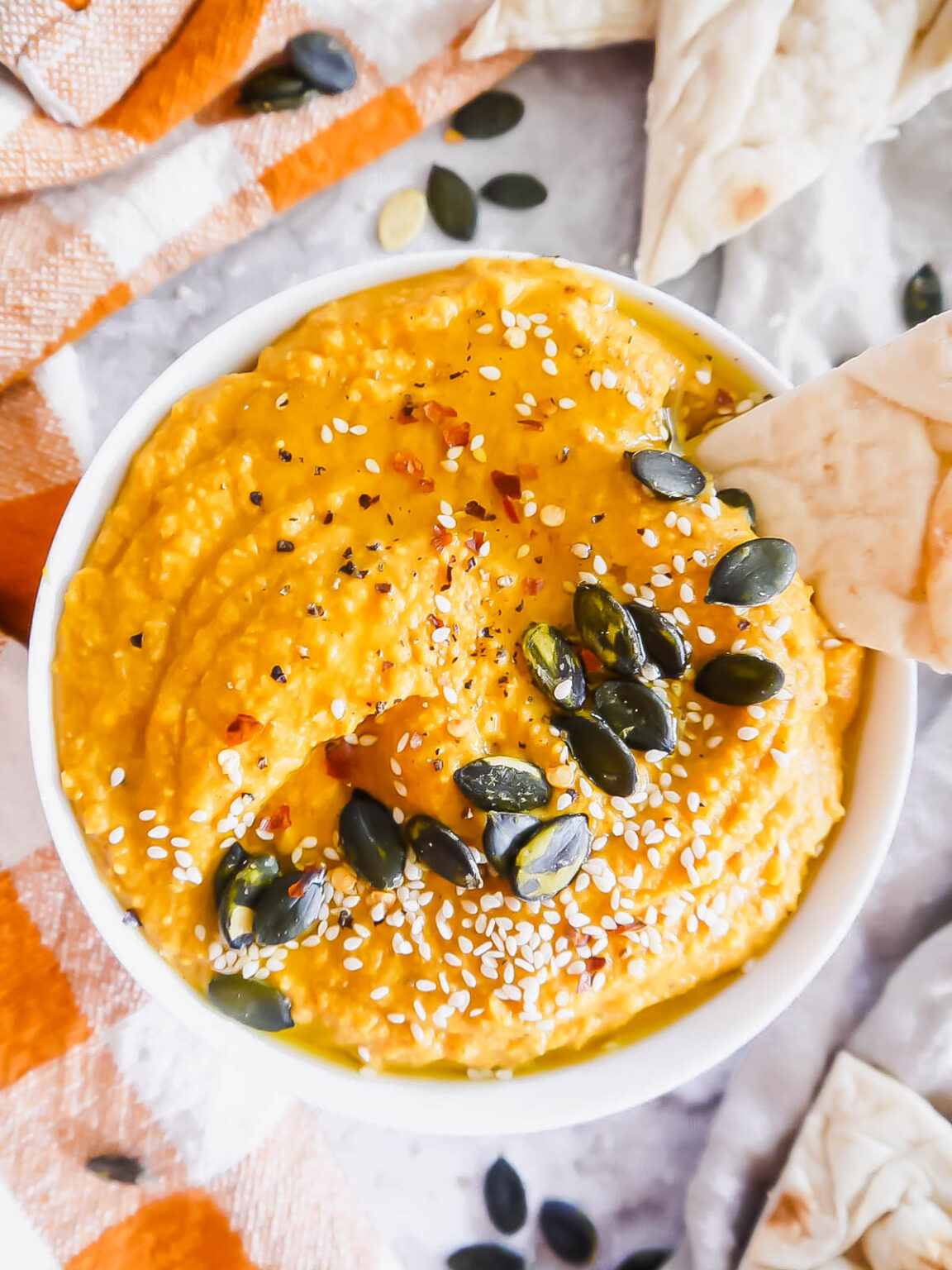 Savory Pumpkin Spice Hummus - Perchance to Cook