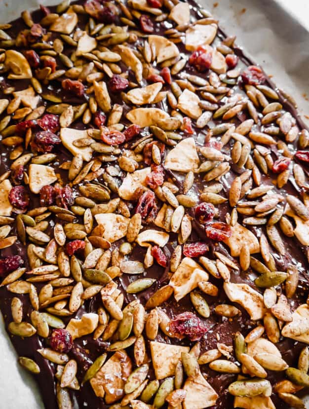 Fall Chocolate Bark with Dried Apples and Roasted Pepitas - Perchance ...