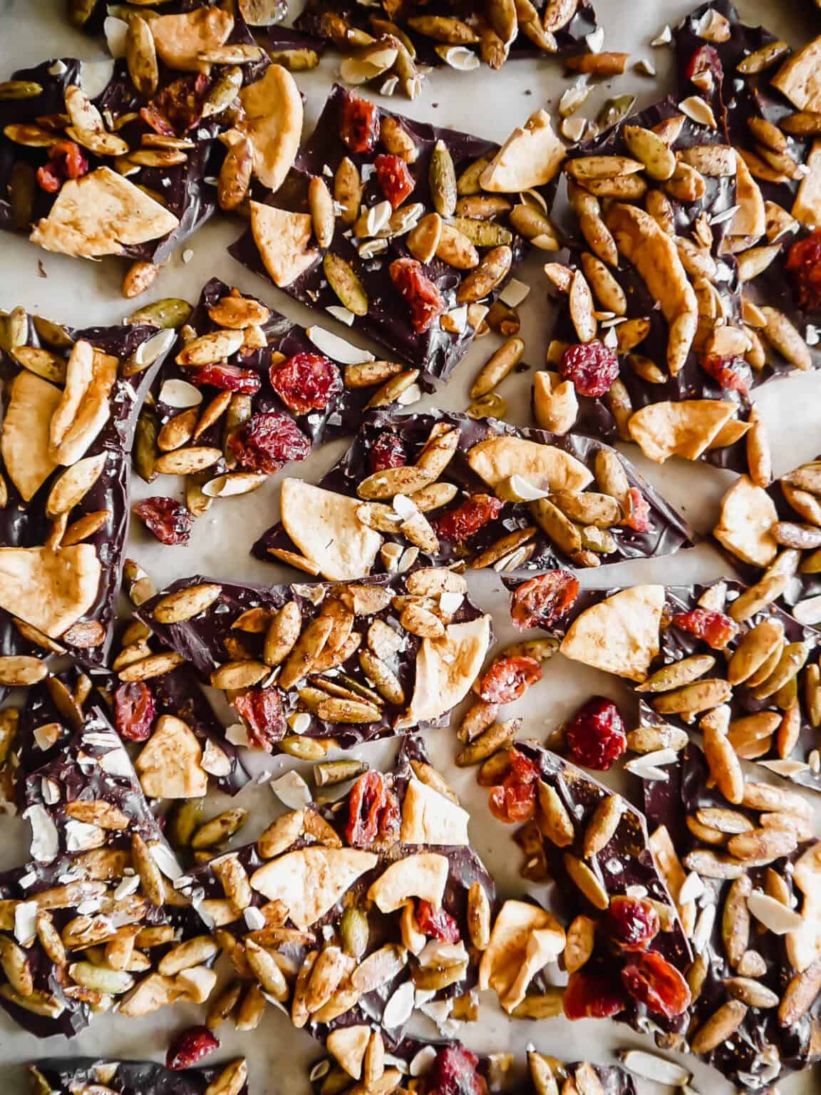 Fall Chocolate Bark with Dried Apples and Roasted Pepitas - Perchance ...