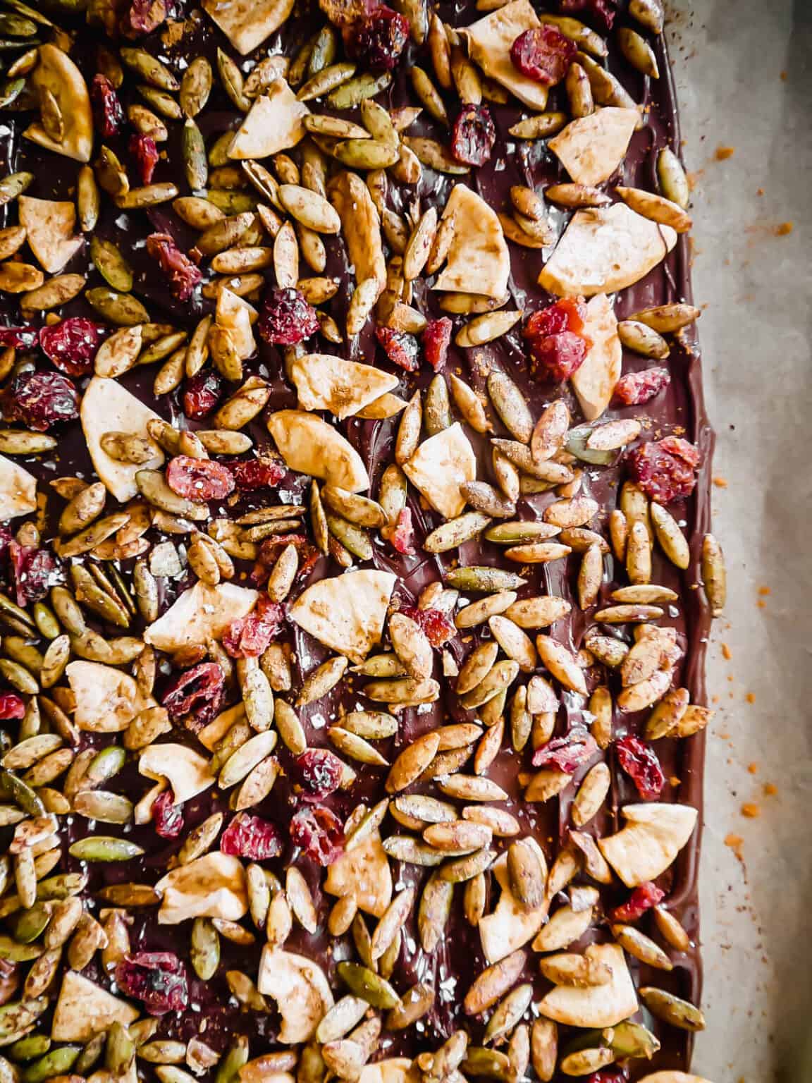 Fall Chocolate Bark with Dried Apples and Roasted Pepitas - Perchance ...