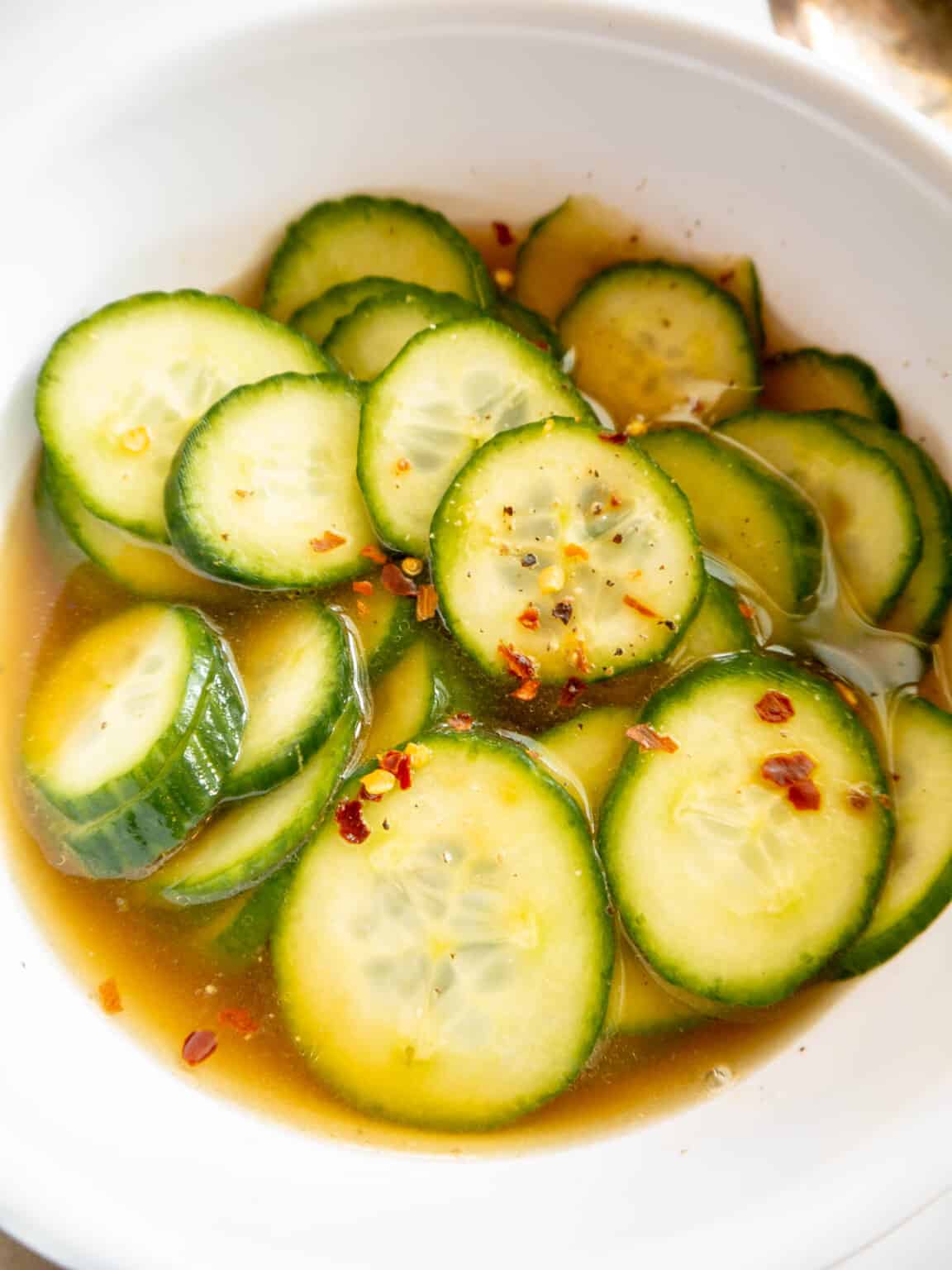 Quick Asian Pickled Cucumbers - Perchance to Cook